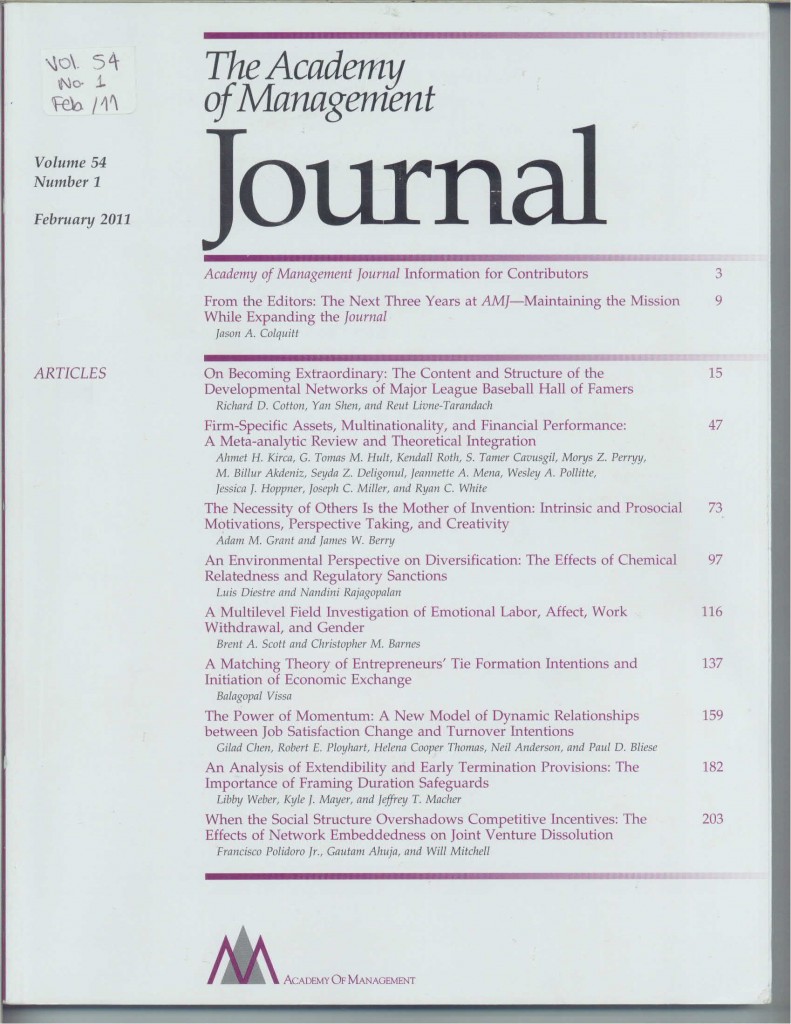 Academy of Management Journal | Boletín Servicios y Recursos de Información